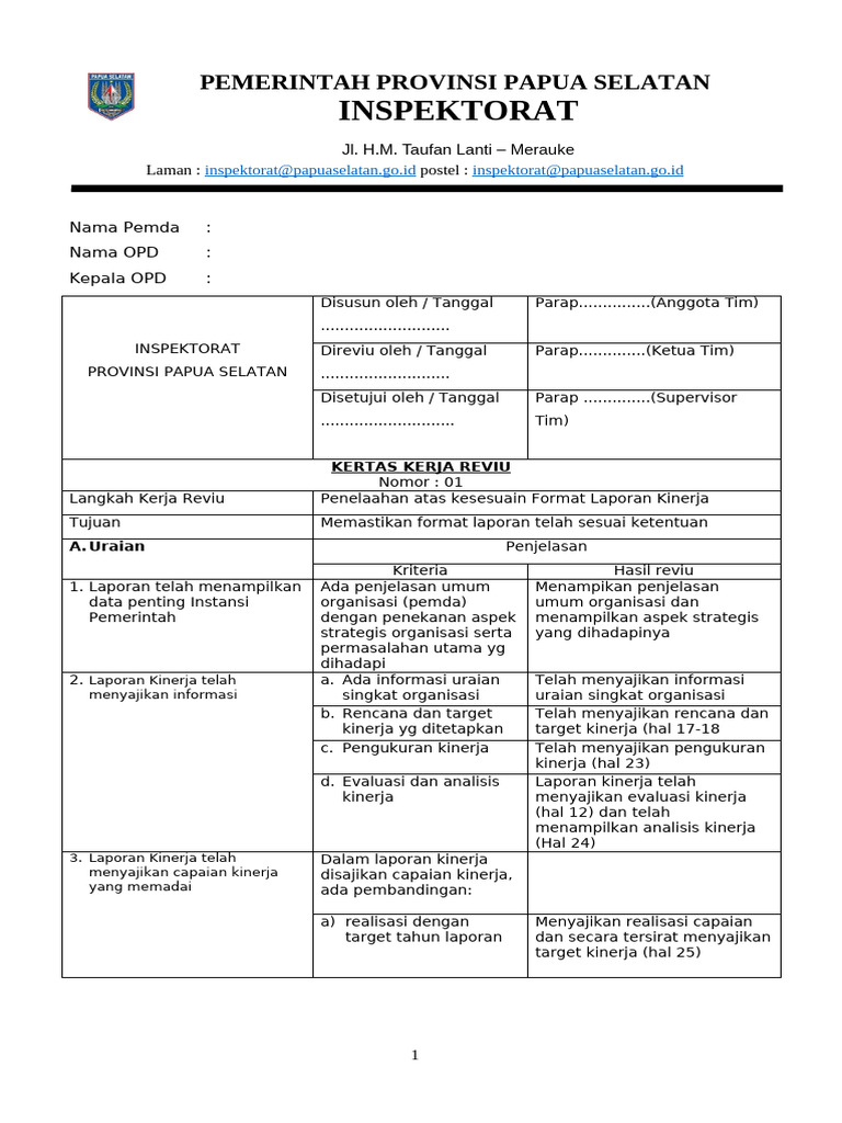5. KERTAS KERJA REVIU LKjIP - 01 | PDF