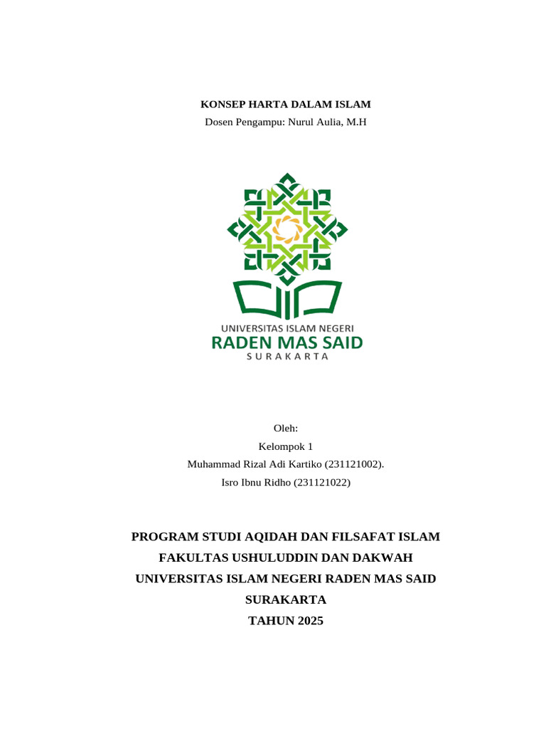 Konsep Harta dalam Islam dan Kategorinya | PDF