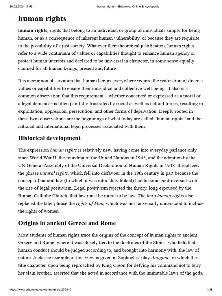 human rights -- Britannica Online Encyclopedia | PDF | Human Rights ...