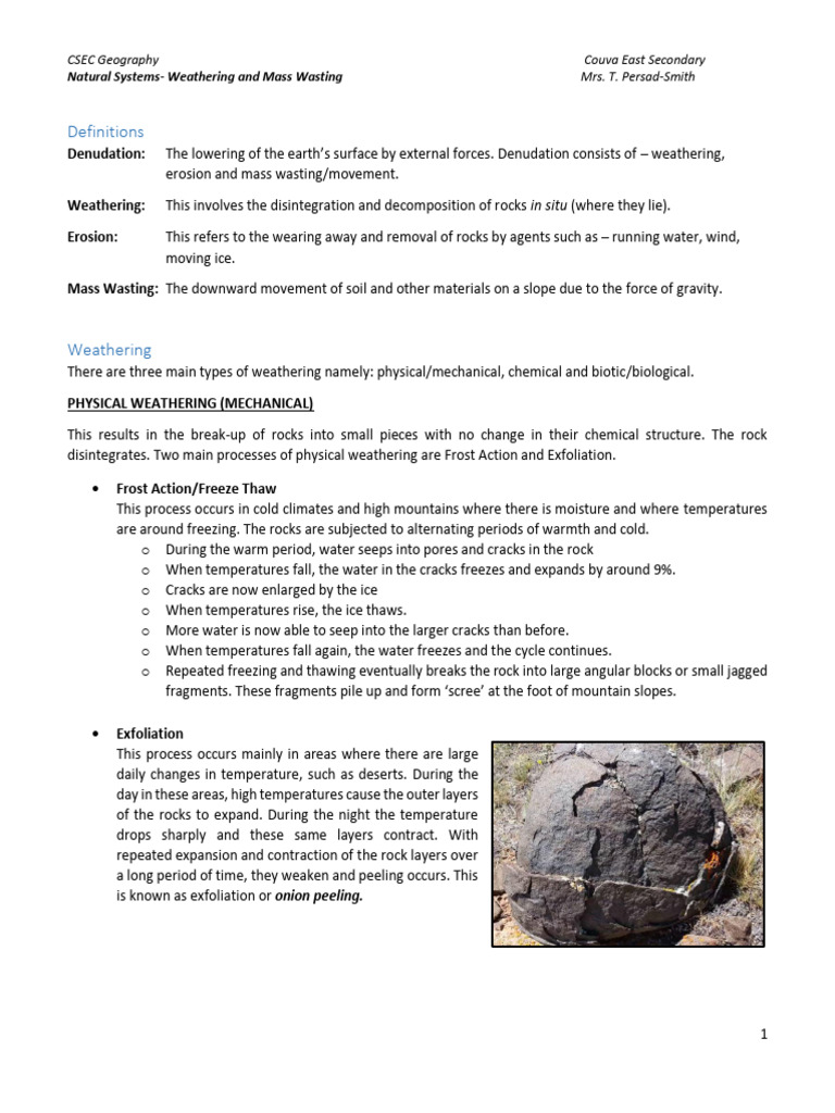 Weathering and Mass Wasting | PDF | Weathering | Physical Sciences