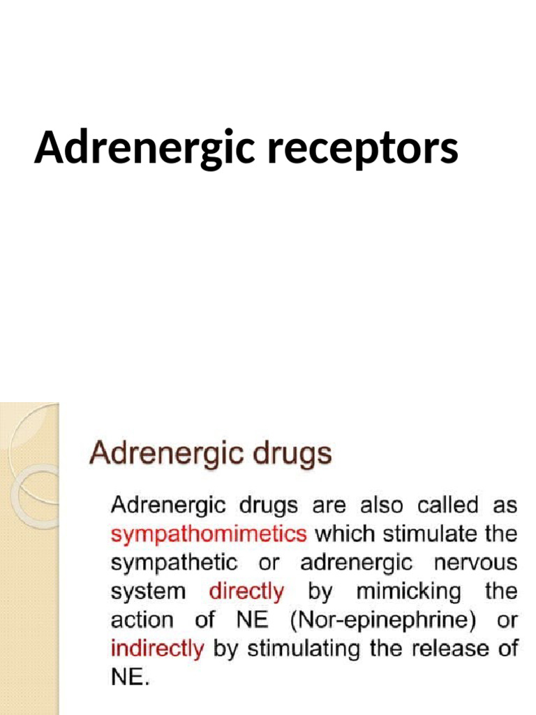 Adrenergic and Cholinergic Receptors | PDF