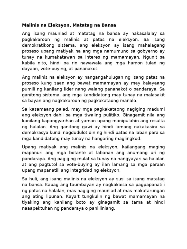 Malinis Na Eleksyon | PDF