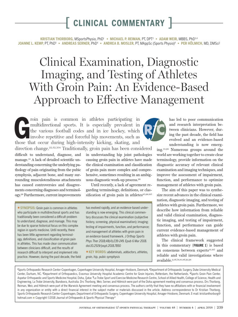 Clinical Examination, Diagnostic Imaging, and Testing of Athletes With ...