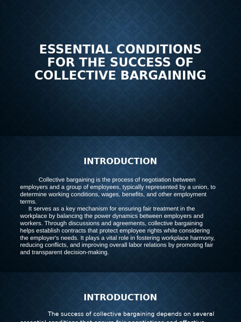 Essential Conditions For The Success of Collective Bargaining | PDF ...