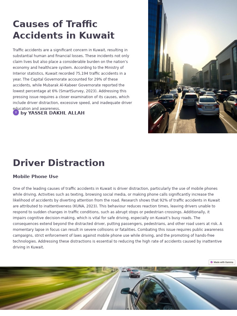 Causes of Traffic Accidents in Kuwait | PDF | Traffic Collision | Speed ...