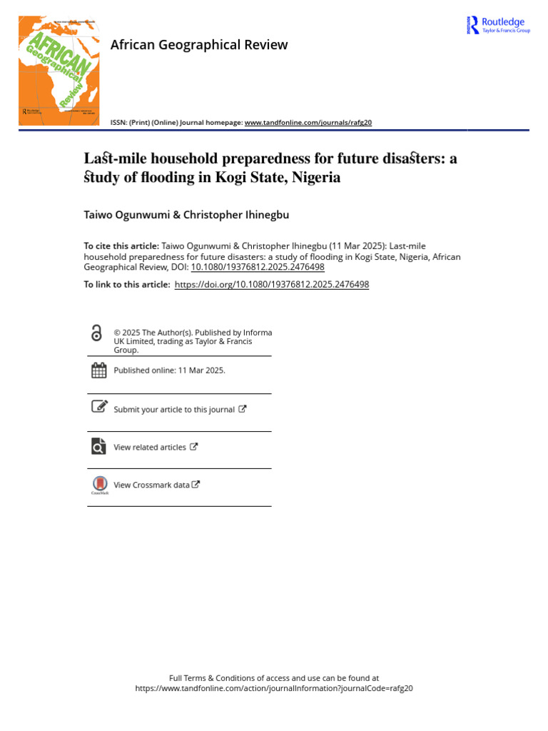 Flood Preparedness in Kogi State, Nigeria | PDF | Survey Methodology ...
