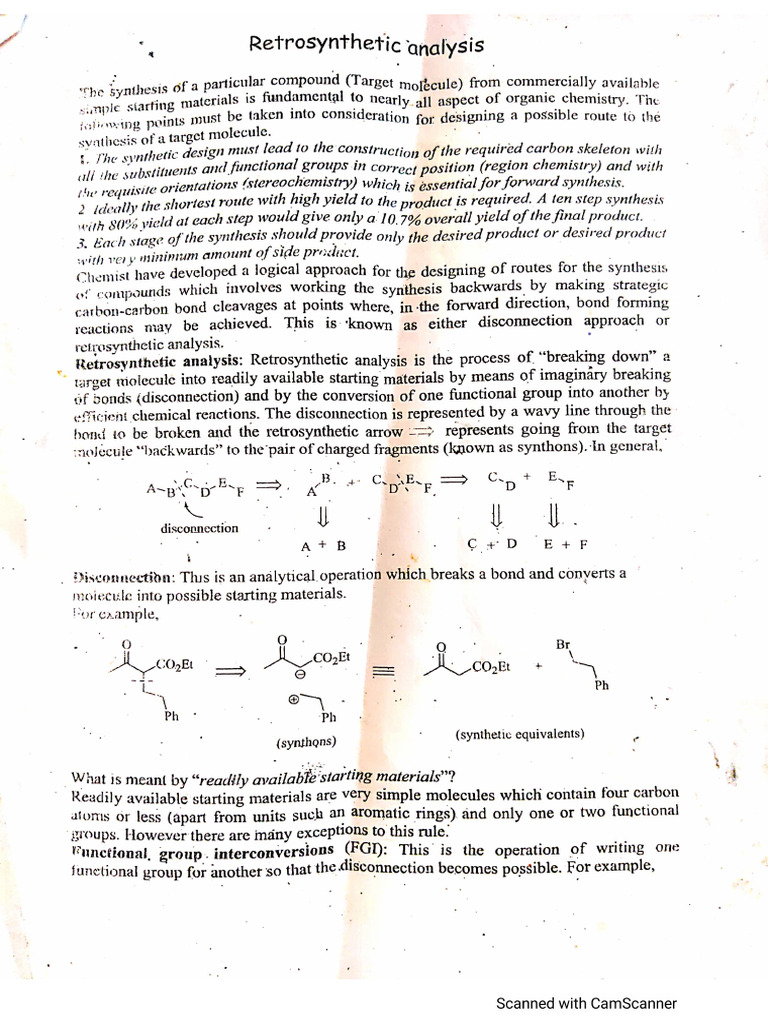 Retro Synthesis by Dr. Nirmal Kumar Hazra Organic Chemistry Hons. 4th Sem | PDF