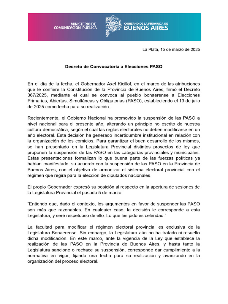 Comunicado GPBA 15 - 03 - 2025 - 250315 - 113247 | PDF | Elecciones ...