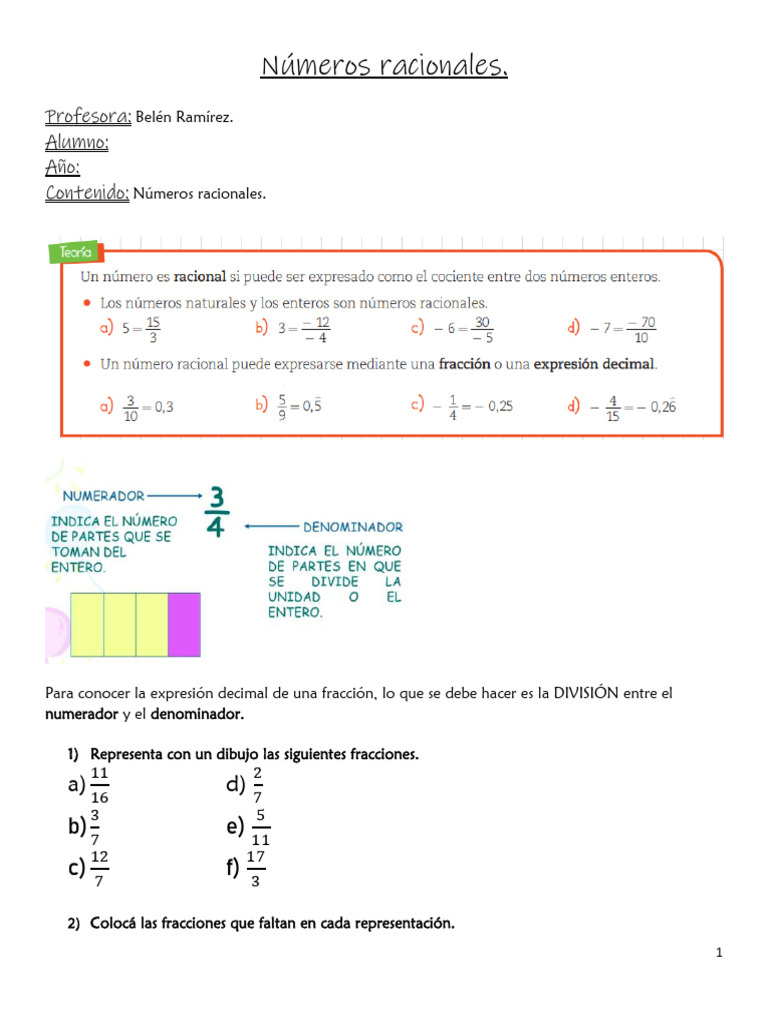 Números Racionales | PDF | Decimal | División (Matemáticas)
