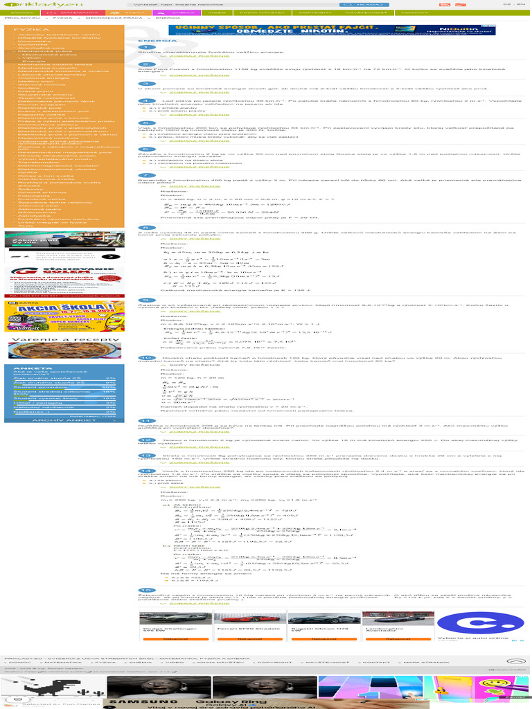 Energia - Riešené Príklady | PDF