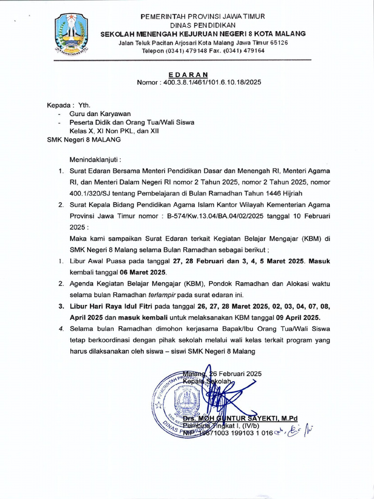 Surat Edaran Ramadhan 1446H - 2025M | PDF