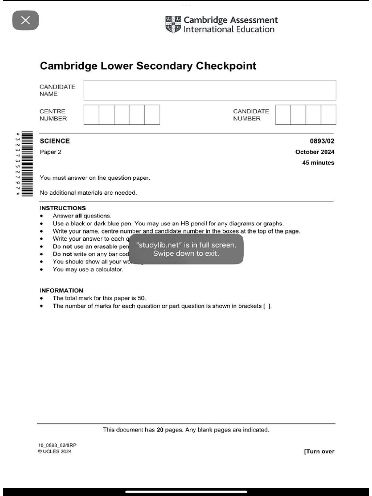October 2024 Paper 2 Science | PDF