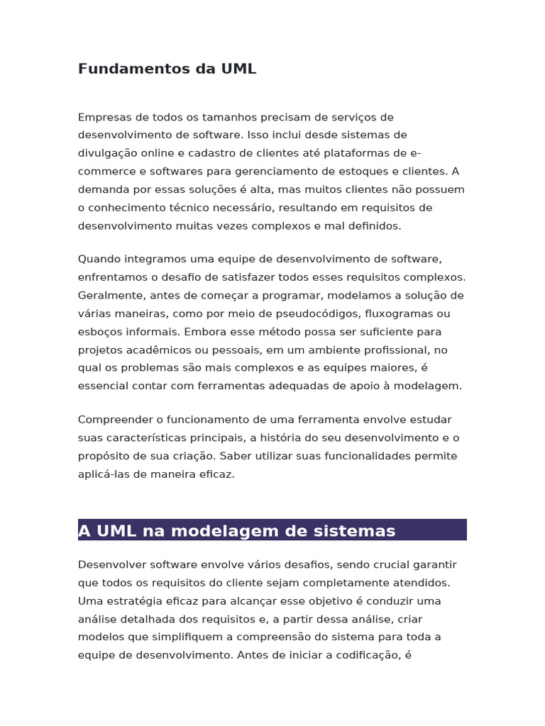 1 - Linguagem de Modelagem Unificada - UML | PDF | Linguagem de ...