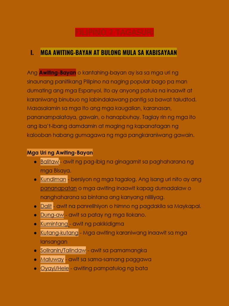 Filipino 7 Reviewer | PDF