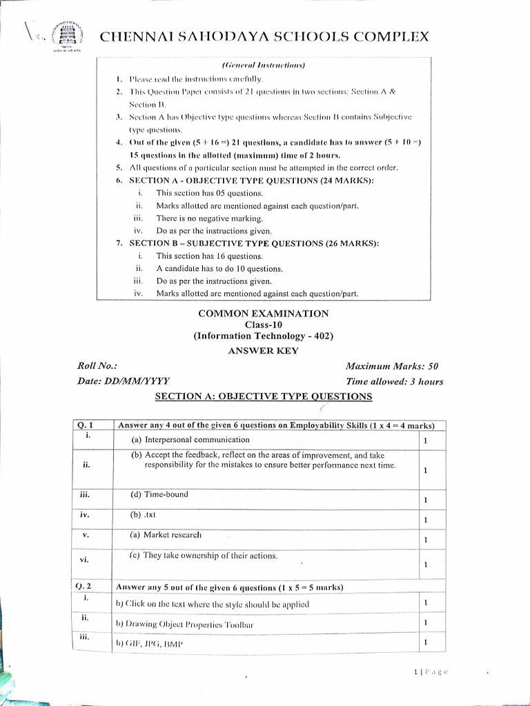 Class 10 IT Exam Question Paper | PDF | Operating System | Software