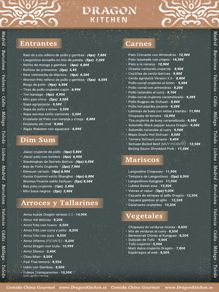 Menú Gourmet del Restaurante Dragón | PDF