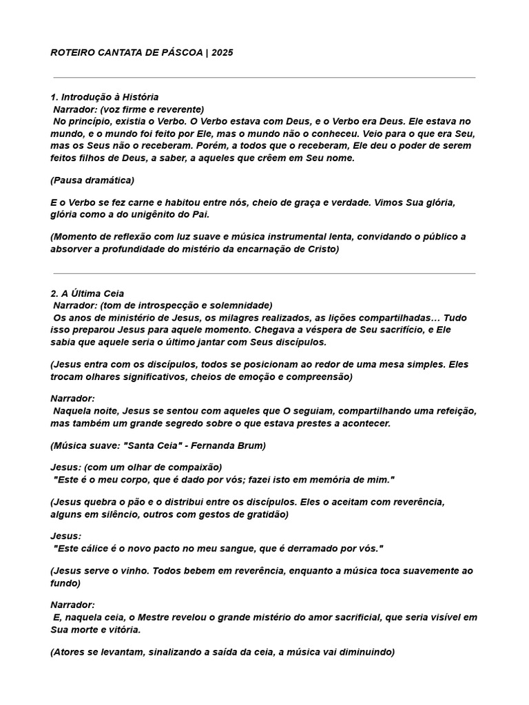 Roteiro Cantata de Páscoa 2025 | PDF