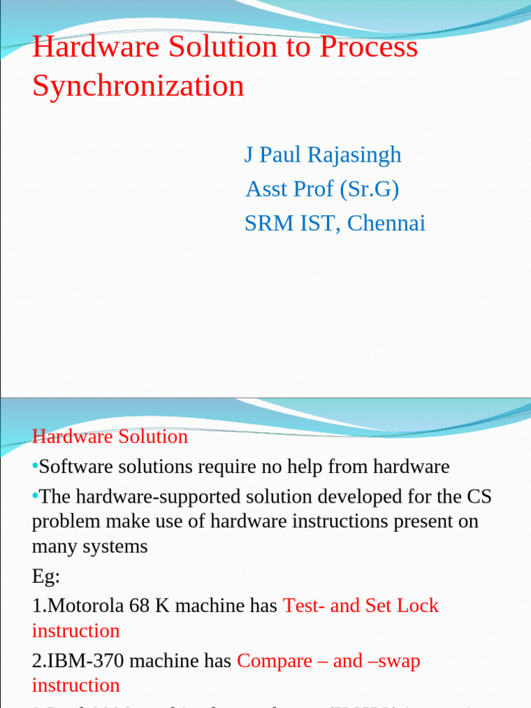 Unit2-Hardware Solution To Process Synchronization | PDF | Central Processing Unit | Software ...