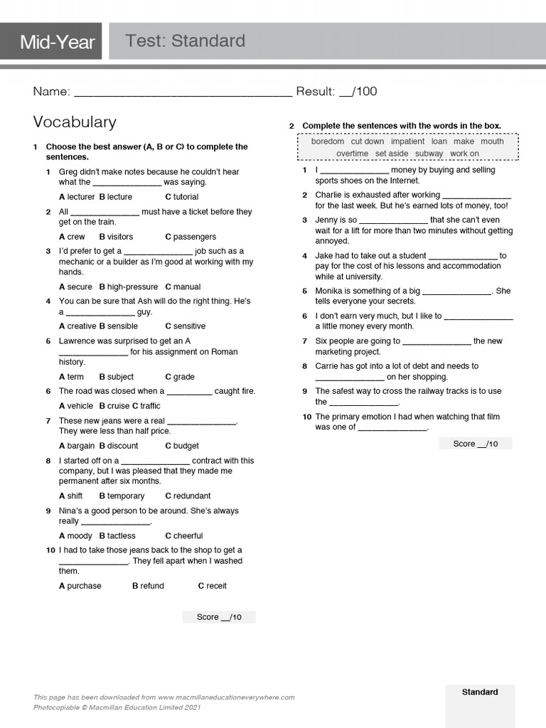 Mid Year and End of Year Tests | PDF | Psychometrics