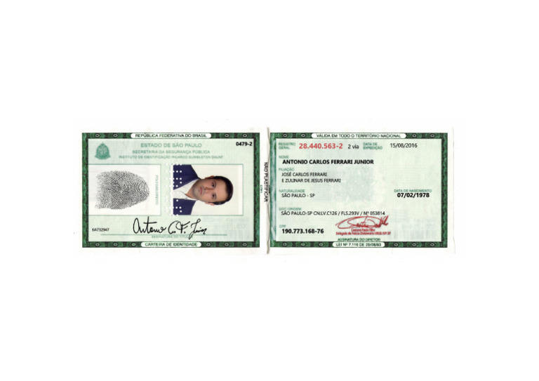 RG - ANTONIO CARLOS FERRARI | PDF