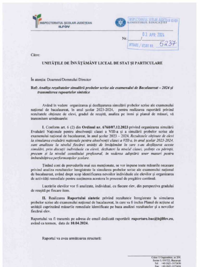 660d076286b54 Analiza Rez Simularii Probelor Bac 2024 | PDF
