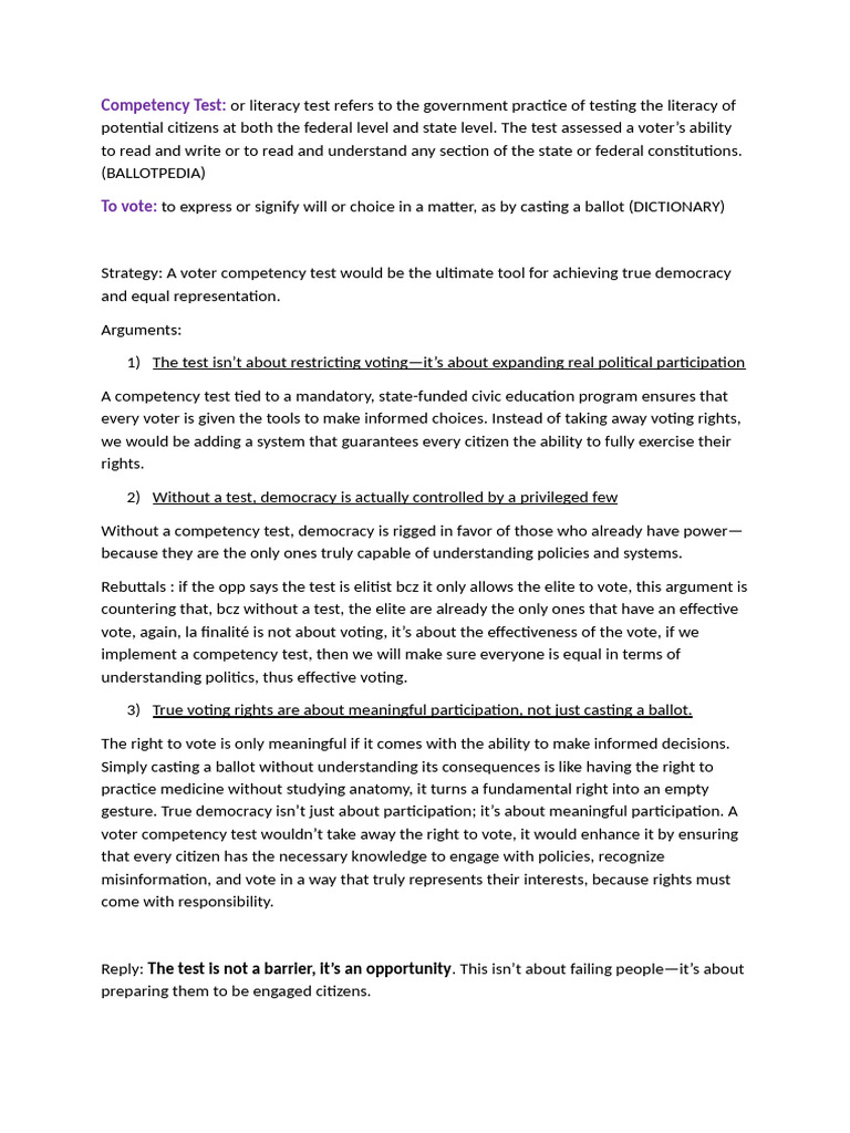 Competency Test | PDF