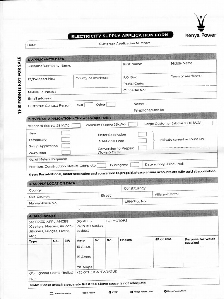 Electricity Supply Application Form | PDF