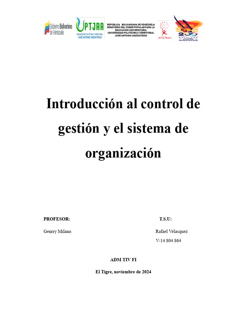 U1g1 Control de Gest Administ | PDF | Business | Indicador de rendimiento