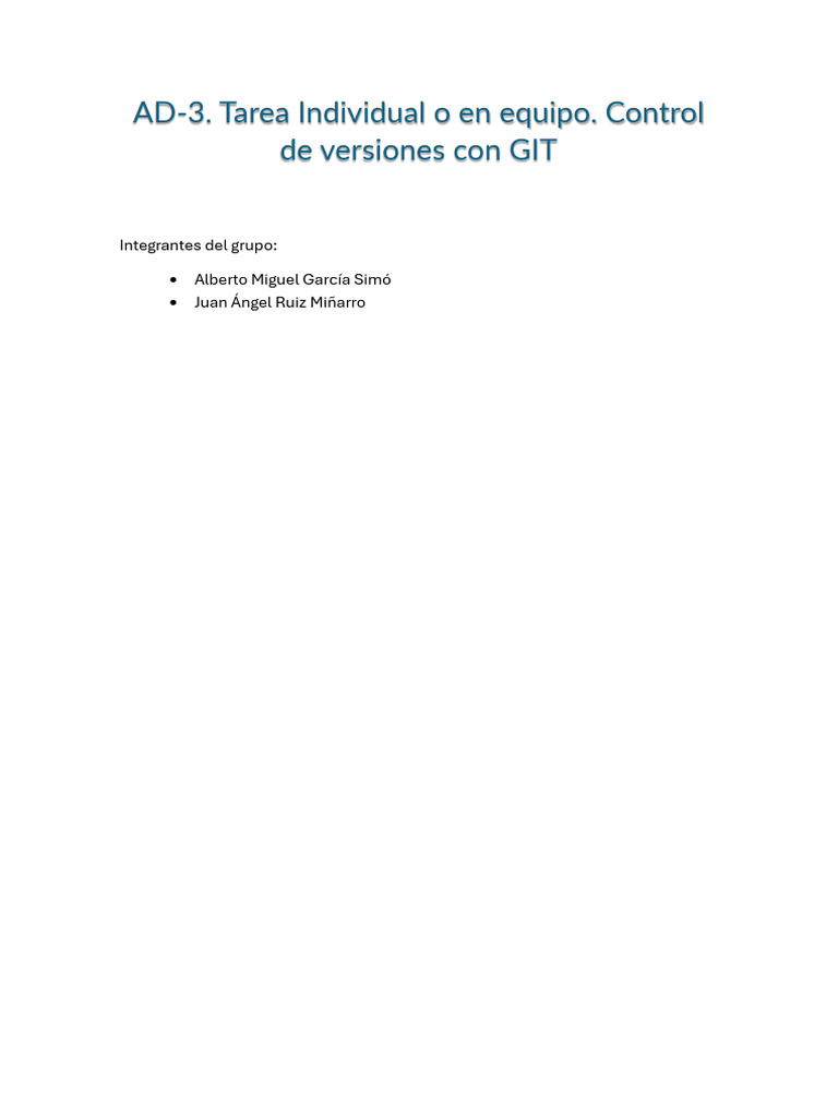 AD-3. Tarea Individual o en Equipo. Control de Versiones Con GIT | PDF