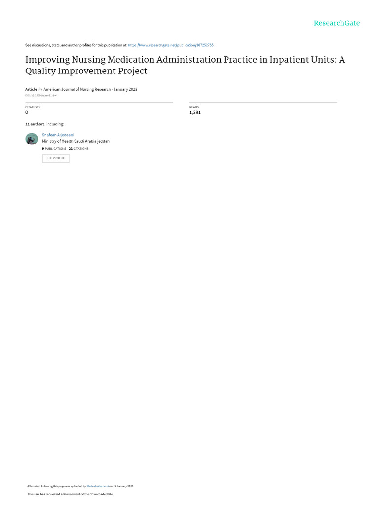 Improving Nursing Medication Administration Practice | PDF | Medical ...