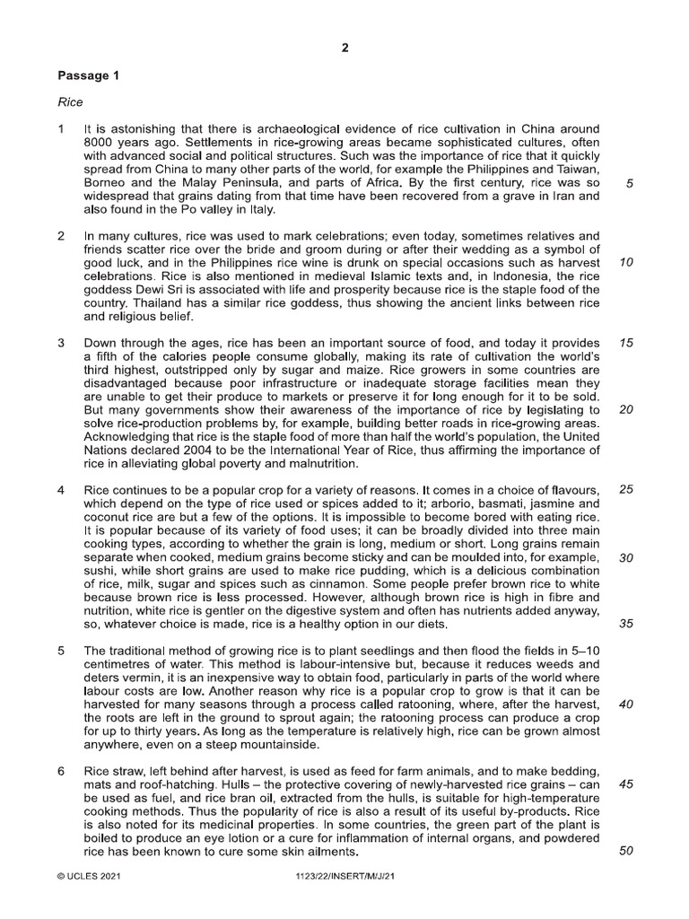 O Level English Language 1123 - 22 Paper 2 Reading Insert May - Jun 202 | PDF