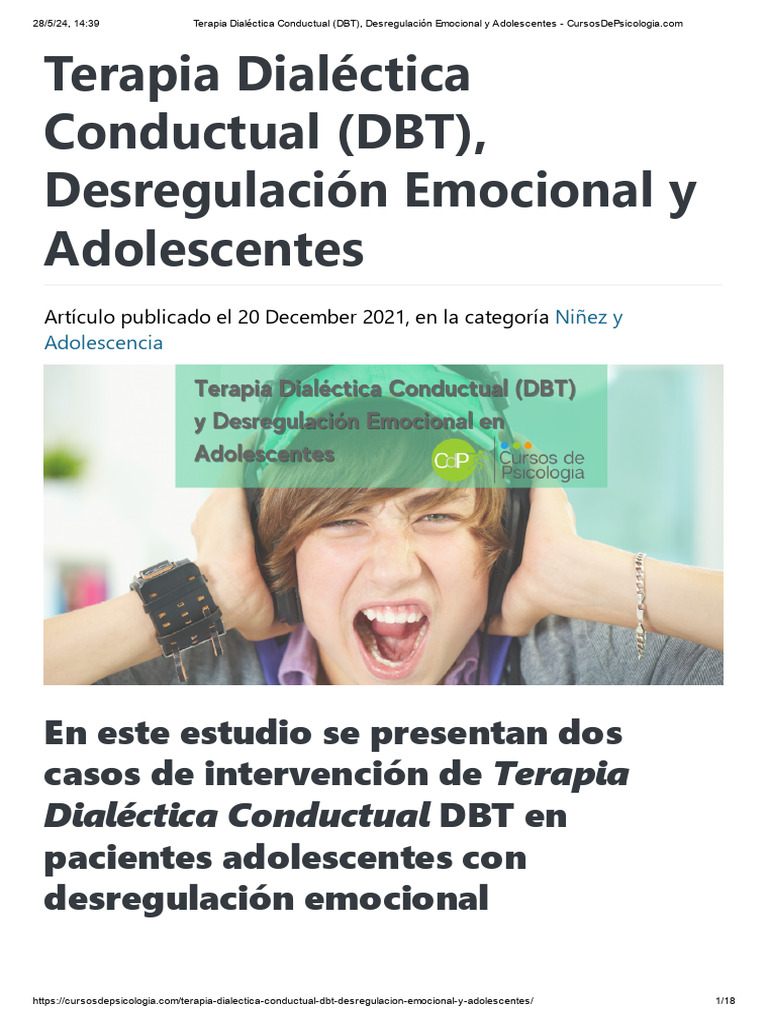 Terapia Dialéctica Conductual (DBT), Desregulación Emocional y ...