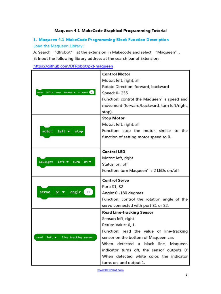 Maqueen 4.1-MakeCode Graphical Programming TutorialV1.0-EN | PDF | Light Emitting Diode ...