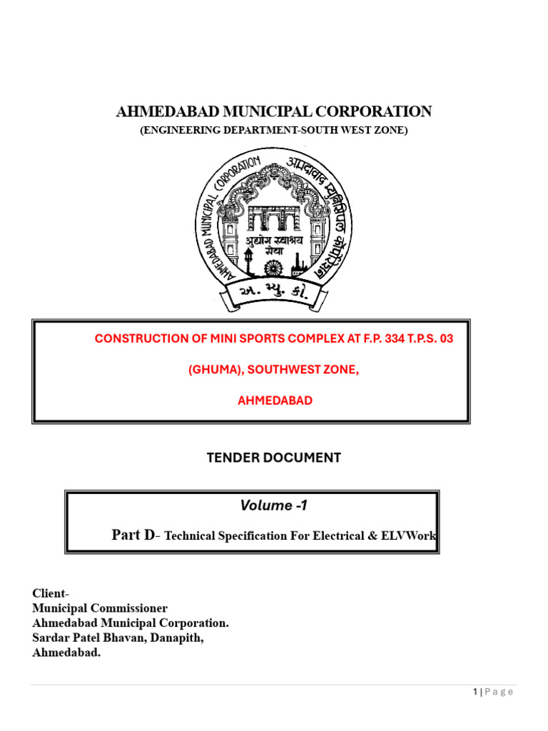 Vol-1 - Part D - Mini Sports Complex - ELE | PDF | Fuse (Electrical) | Transformer