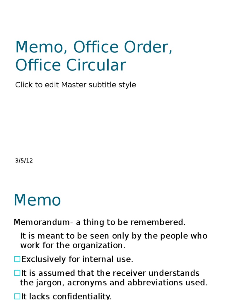 Differences Between Memos, Orders, and Circulars | PDF | Memorandum ...