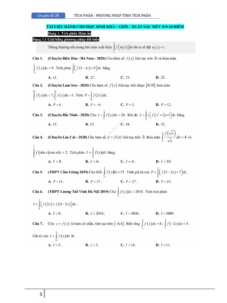 VD VDC Tích Phân | PDF