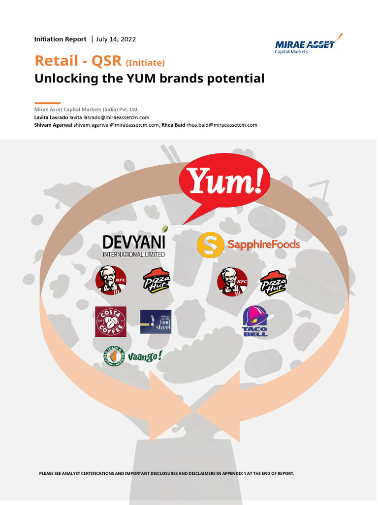 QSR Thematic - Devyani - Sapphire - IC - 140722 | PDF | Restaurants