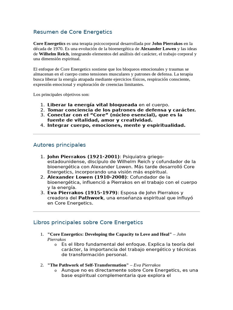 Resumen Core Energetics | PDF | Las emociones | Sicología