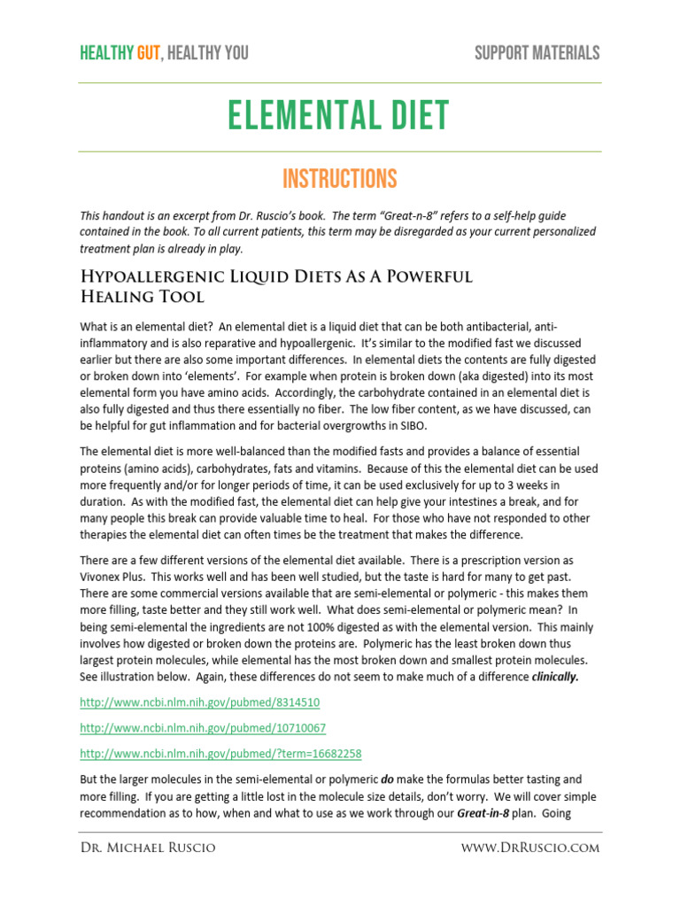 Elemental Diet for Gut Health Guide | PDF | Inflammatory Bowel Disease ...