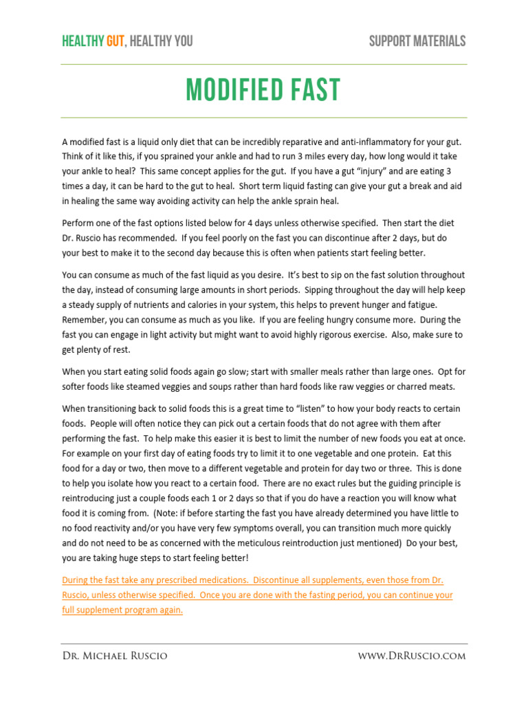 Modified Fast for Gut Health Guide | PDF | Dieting | Soup