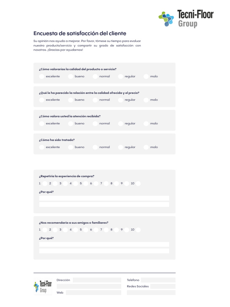 Plantilla Encuesta de Satisfacción Cliente | PDF | Cliente ...