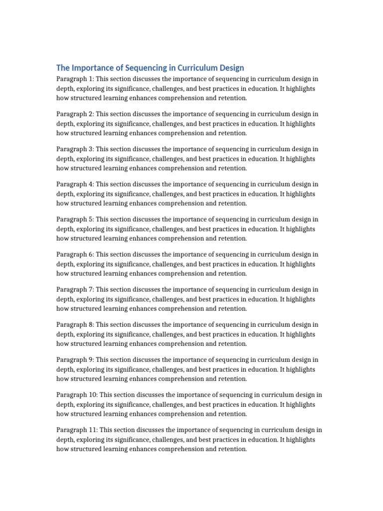 Sequencing in Curriculum Design Essentials | PDF