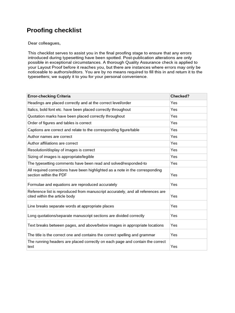 Checklist | PDF