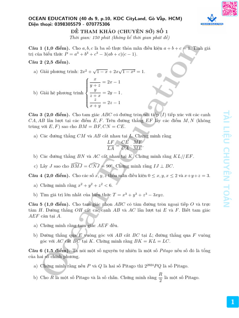 OceanEducation Dethamkhaochuyenso So1 | PDF