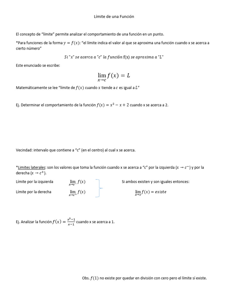 Clase 1a - Limite de Una Función | PDF | Límite (Matemáticas) | Función (Matemáticas)