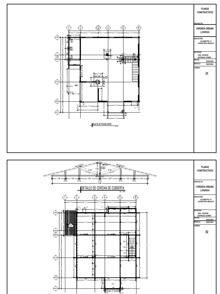 Planos constructivos_Vivienda Urbina Loáisiga | PDF