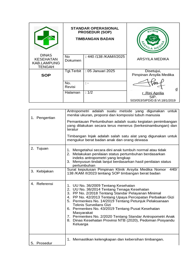 Sop Timbangan BB Injak | PDF