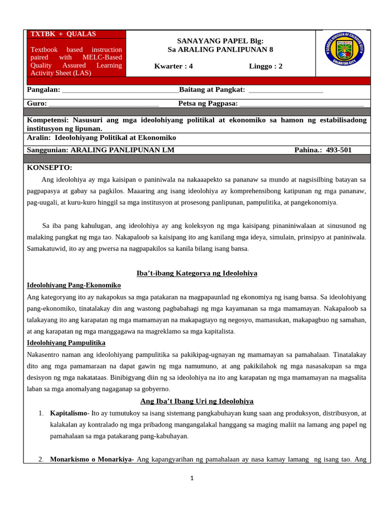 AP8 LAS Q4 wk2 | PDF