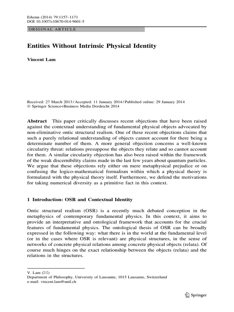 Understanding Ontic Structural Realism | PDF | Ontology | Existence