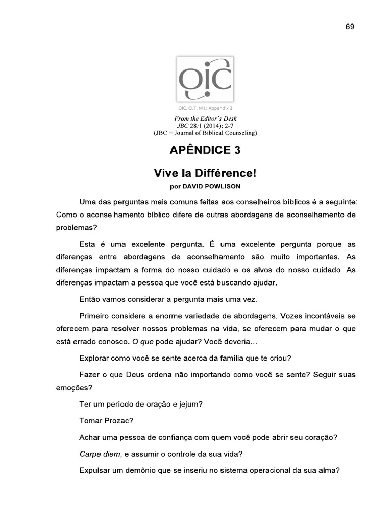 Vive La Difference - David Powlison | PDF